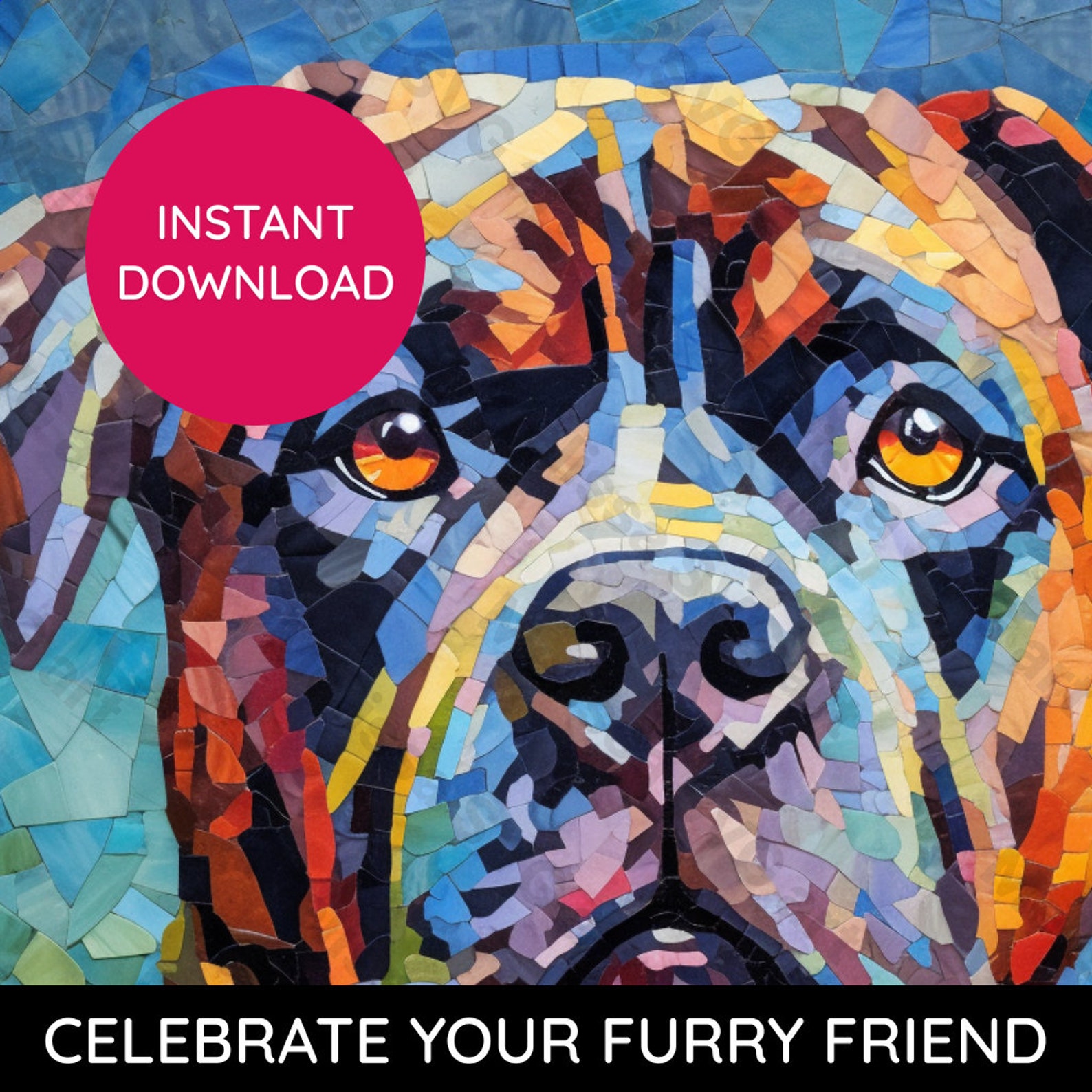 Cane Corso Mosaic Dog Art Wall Poster Cheap Pet Portrait Dog Lover Gift ...