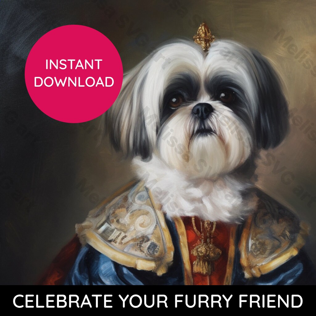 Shih Tzu Royal Portrait Royalty Dog Art Poster Pet Gift for Dog Lover ...