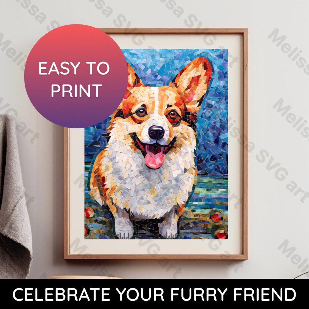 Corgi Mosaic Dog Art Wall Poster Dog Lover Gift Pet Portrait - Etsy
