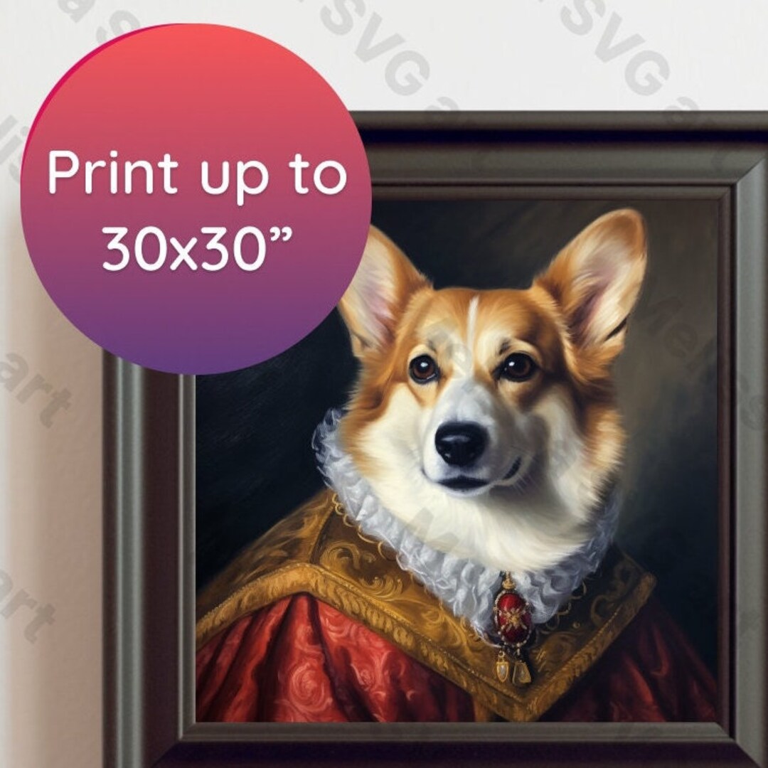 Corgi Royal Portrait Royalty Dog Art Poster Pet Gift for Dog Lover ...