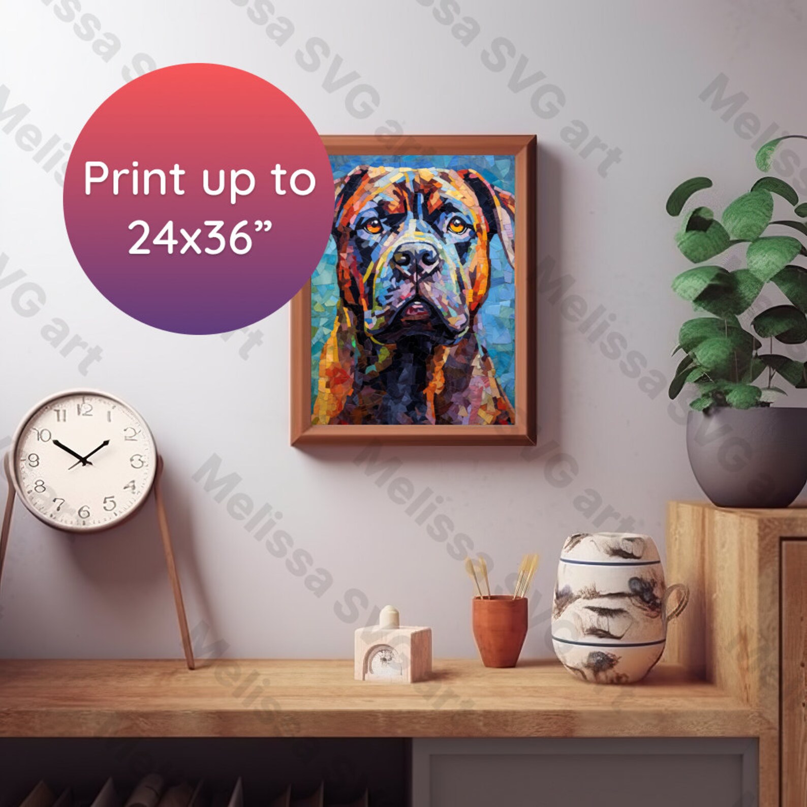 Cane Corso Mosaic Dog Art Wall Poster Cheap Pet Portrait Dog Lover Gift ...