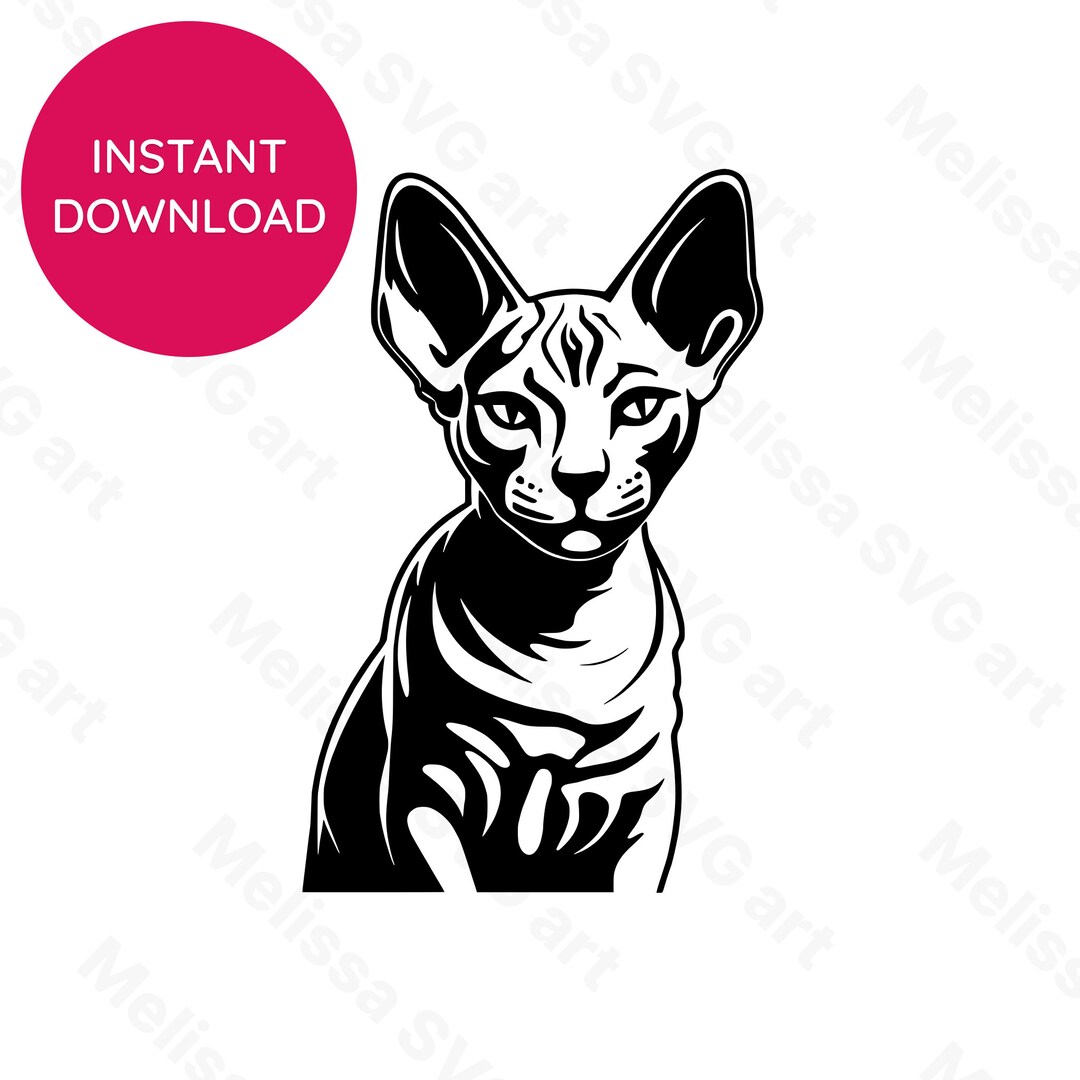 Sphynx SVG Cat Portrait Cat Print Svg - Pet Silhouette Cricut & Laser ...