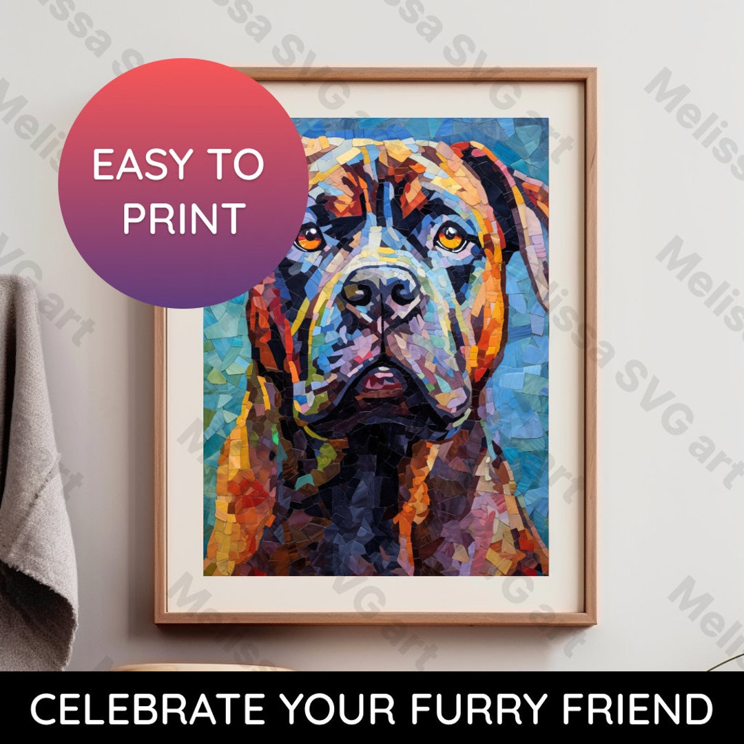 Cane Corso Mosaic Dog Art Wall Poster Cheap Pet Portrait Dog Lover Gift ...