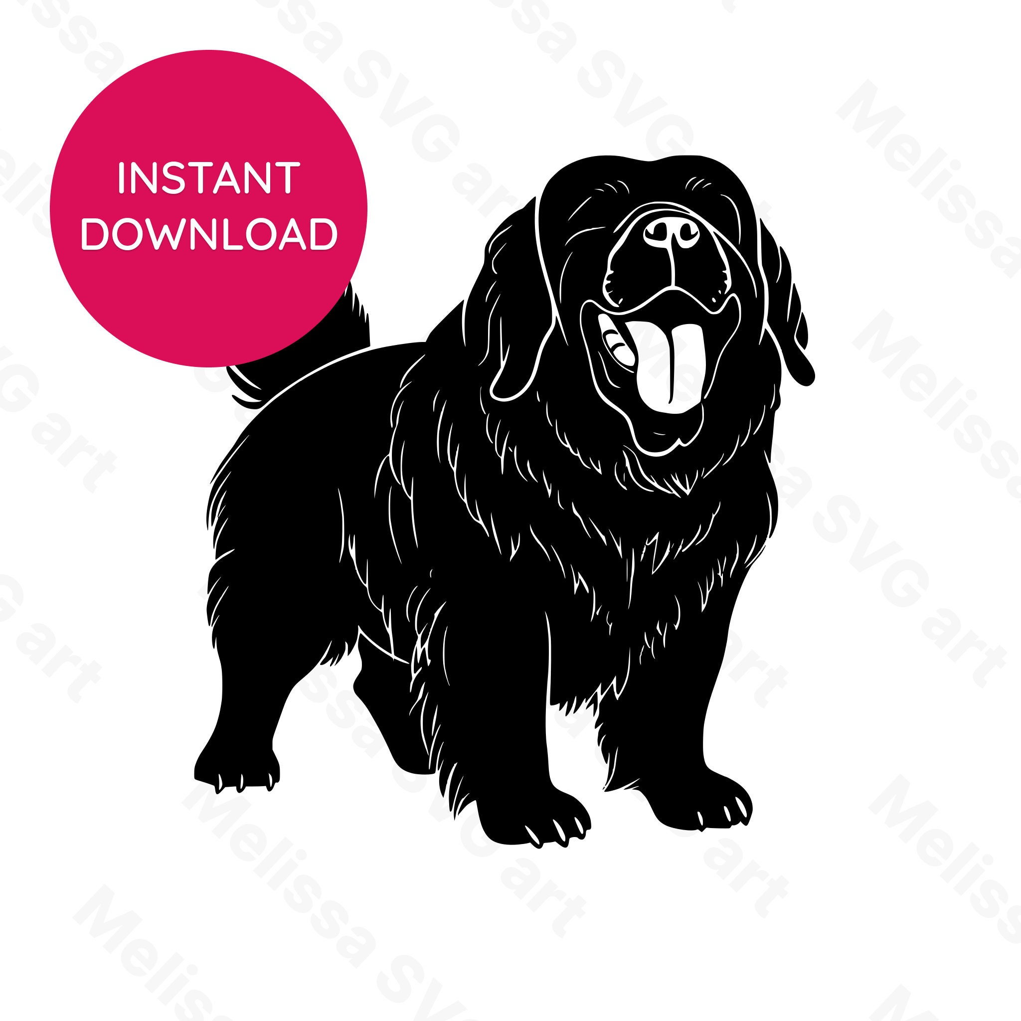 Newfoundland SVG Portrait Dog Print Svg Pet Silhouette Cricut & Laser ...