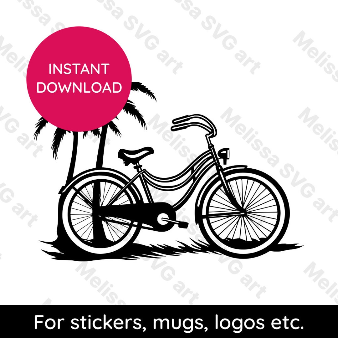 Beach Cruiser SVG Bike Clipart Palm Trees - Silhouette Cricut & Laser ...