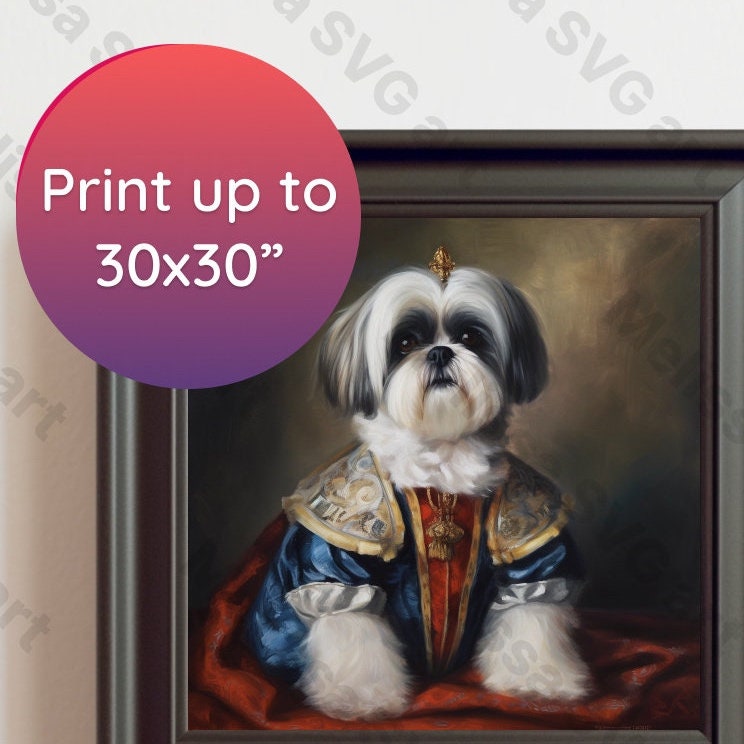 Shih Tzu Royal Portrait Royalty Dog Art Poster Pet Gift for Dog Lover ...