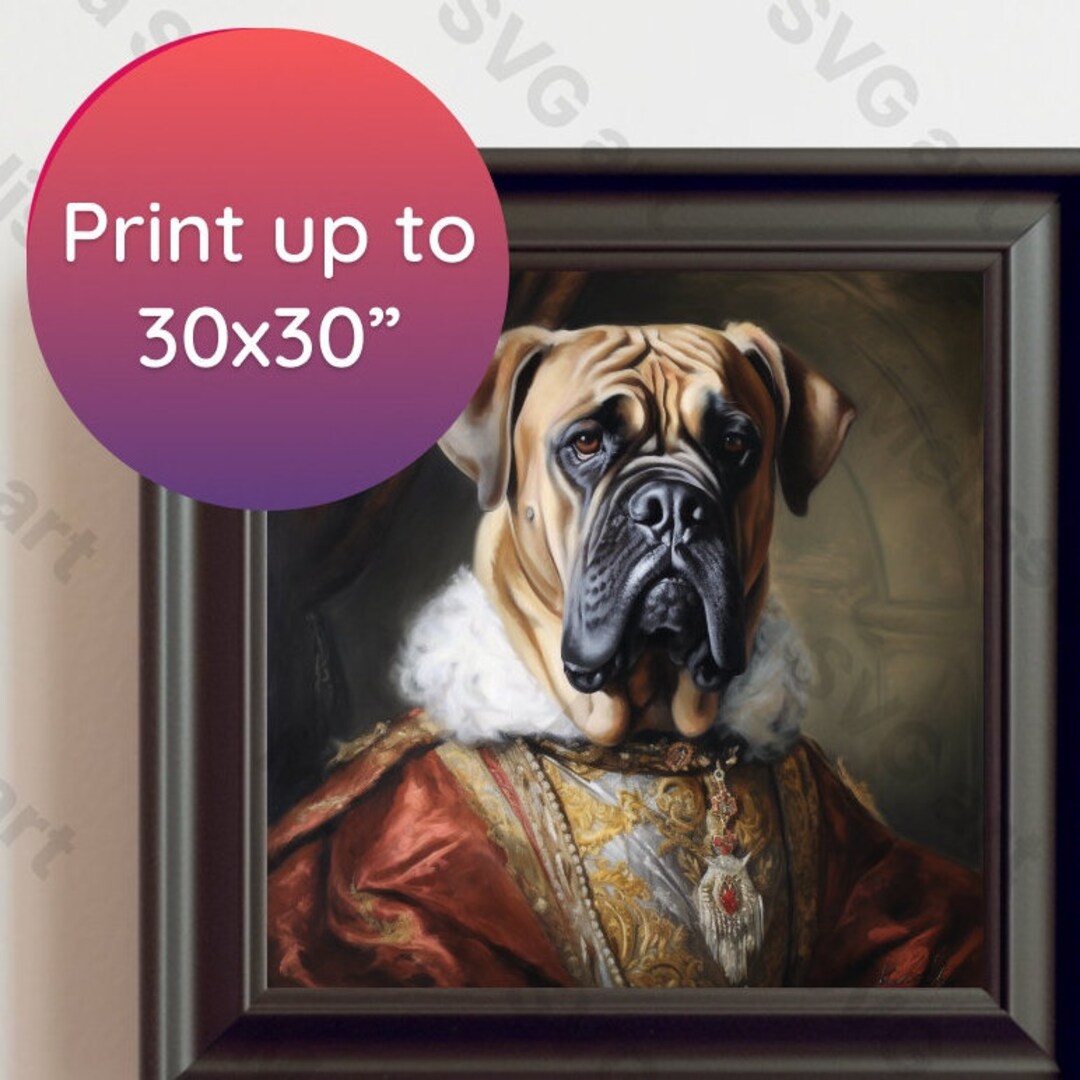 Mastiff Royal Portrait Royalty Dog Art Poster Pet Gift for Dog Lover ...