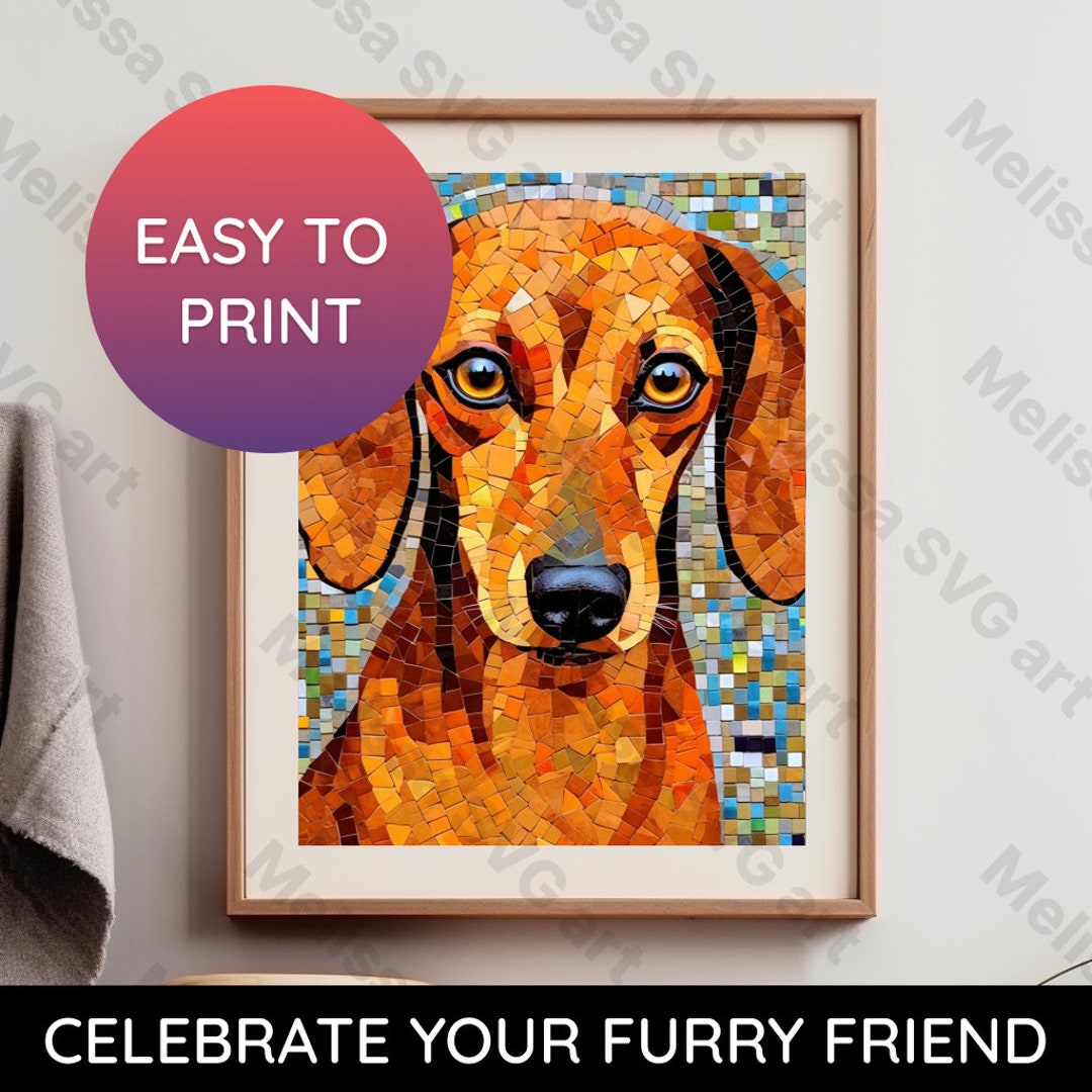 Dachshund Mosaic Dog Art Wall Poster Cheap Pet Portrait Dog Lover Gift ...
