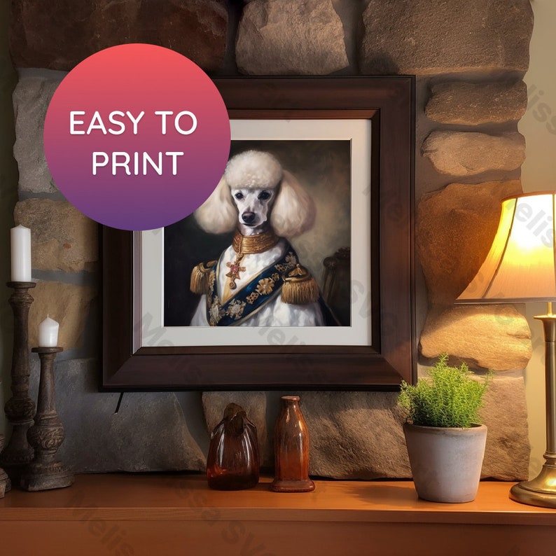 Poodle Royal Portrait Royalty Dog Art Poster Pet Gift for Dog Lover ...