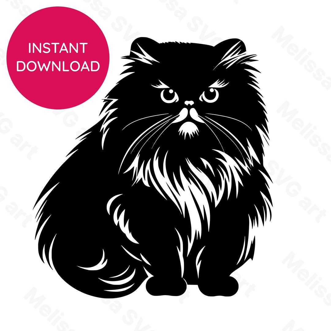 Persian SVG Cat Portrait Cat Print Svg - Pet Silhouette Cricut & Laser ...