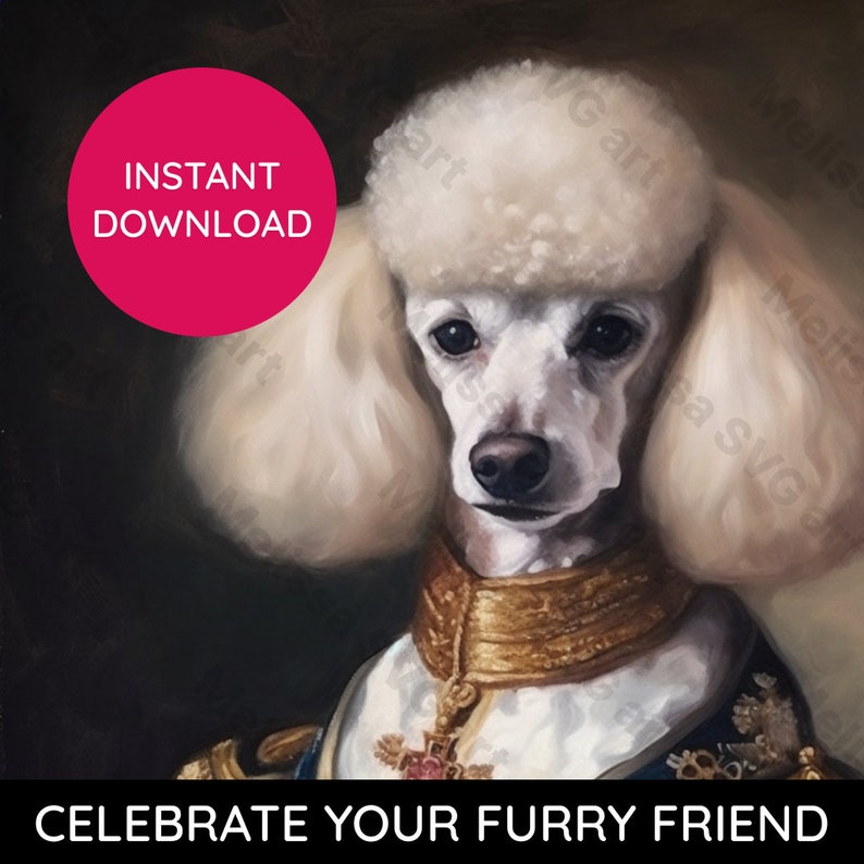 Poodle Royal Portrait Royalty Dog Art Poster Pet Gift for Dog Lover ...