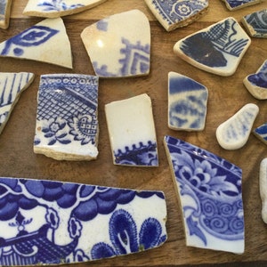 Blue and White Pottery Pieces Great for Mosaic or Art and Crafts. - Etsy
