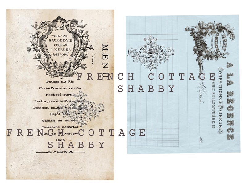 Dusty Blue French Manuscript Ephemera: Vintage Journaling Art (PDF) - Etsy