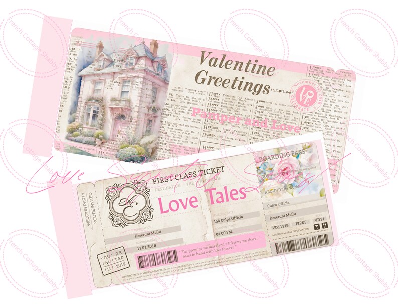 Love Signature/ Blush Love Tickets/ Valentin's Day/ Vintage Junk ...