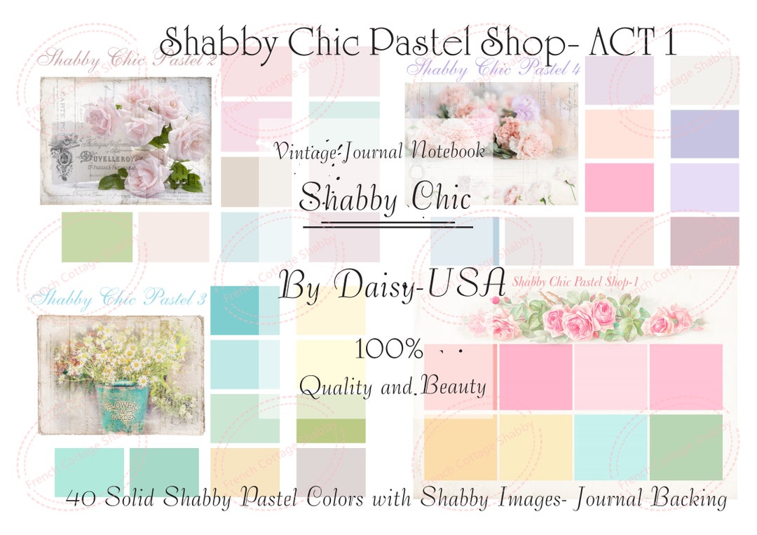 Shabby Chic Pastel Shop Solid Colors Backing Junk Journal A4. - Etsy