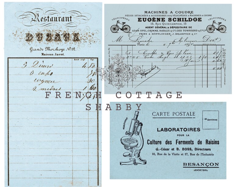 Dusty Blue French Manuscript Ephemera: Vintage Journaling Art (PDF) - Etsy