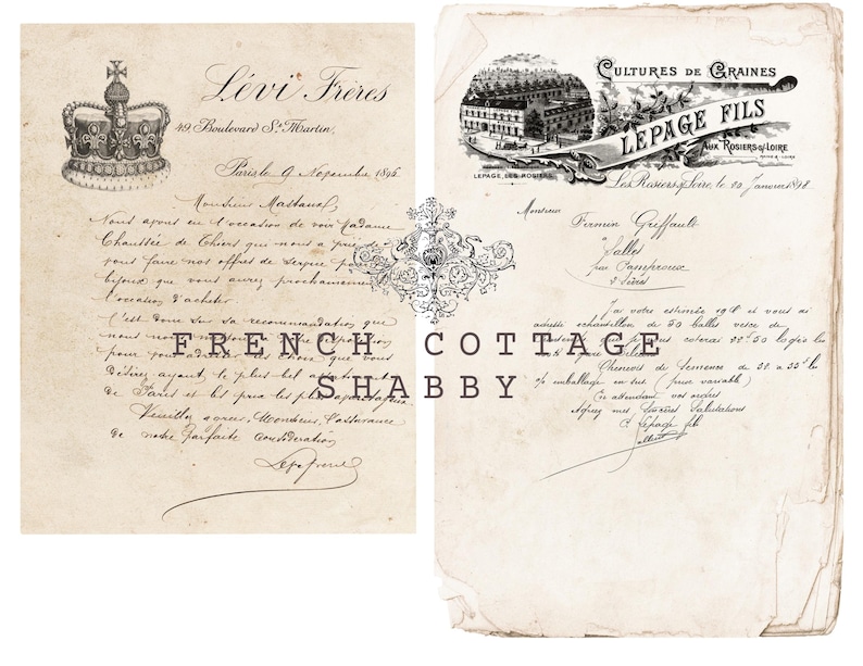 Dusty Blue French Manuscript Ephemera: Vintage Journaling Art (PDF) - Etsy