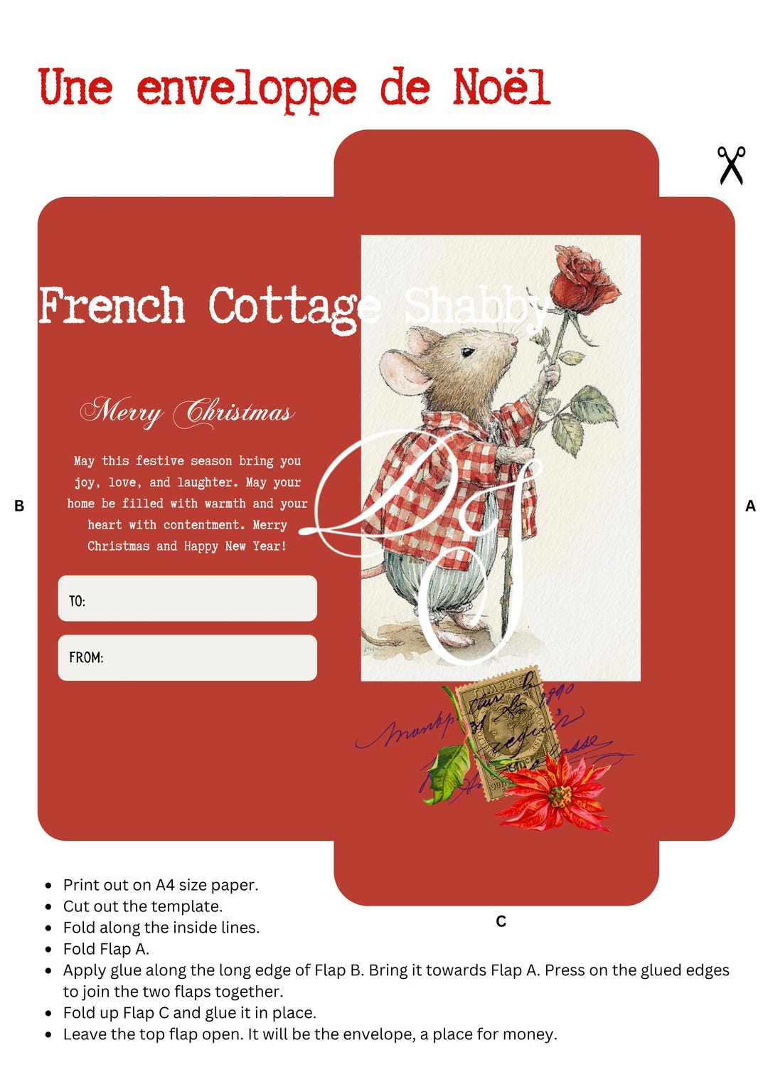 Vintage Noël Envelope- 2 Original Art Christmas Envelopes US Letter ...