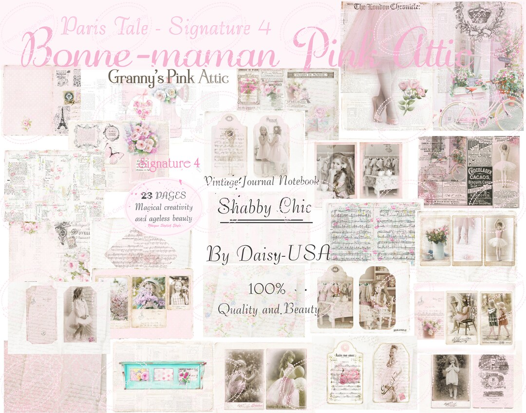 Pink Attic Journaling Kit | Shabby Chic Scrapbook Pages (PDF) - Etsy