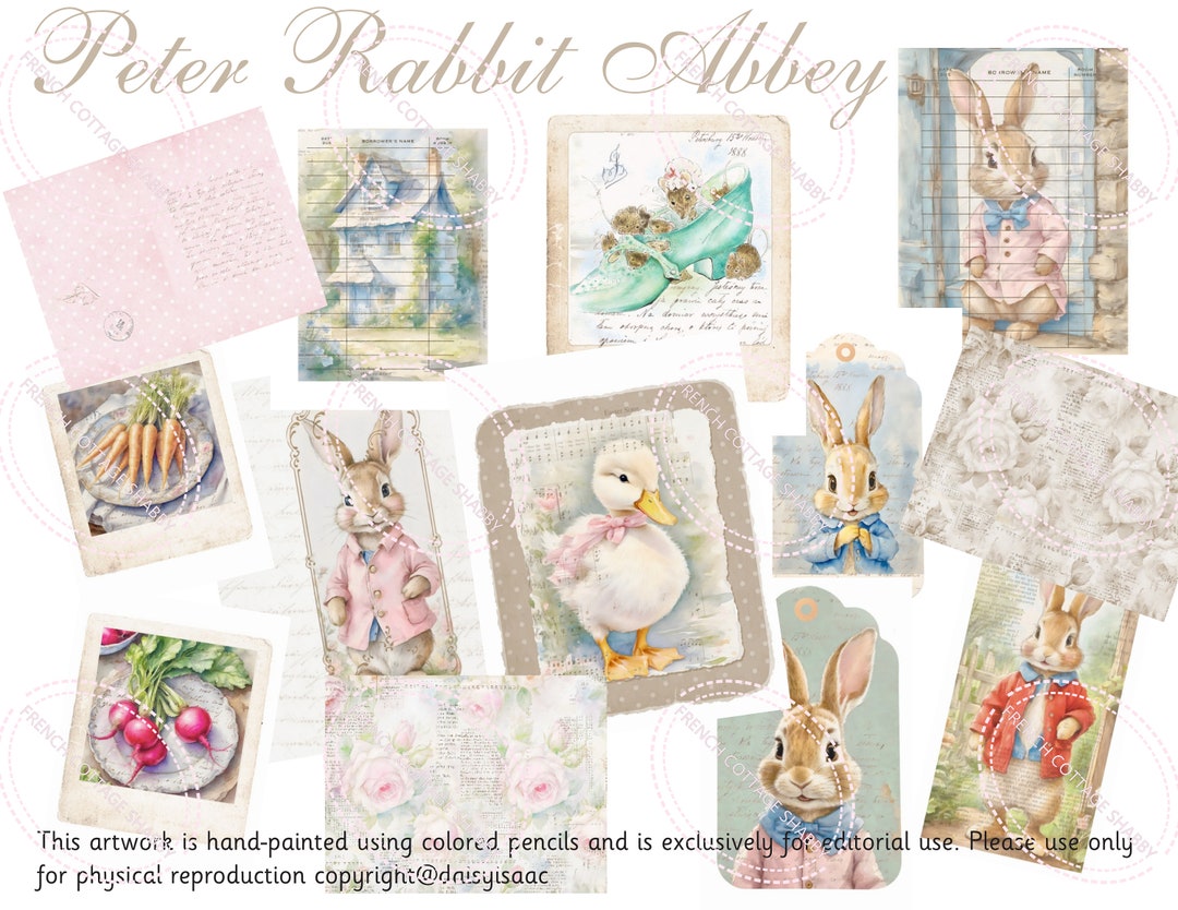 Peter Rabbit Abbey/ Shabby Chic /hand-painted Digital US LETTER SIZE ...
