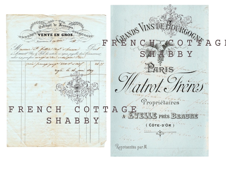 Dusty Blue French Manuscript Ephemera: Vintage Journaling Art (PDF) - Etsy