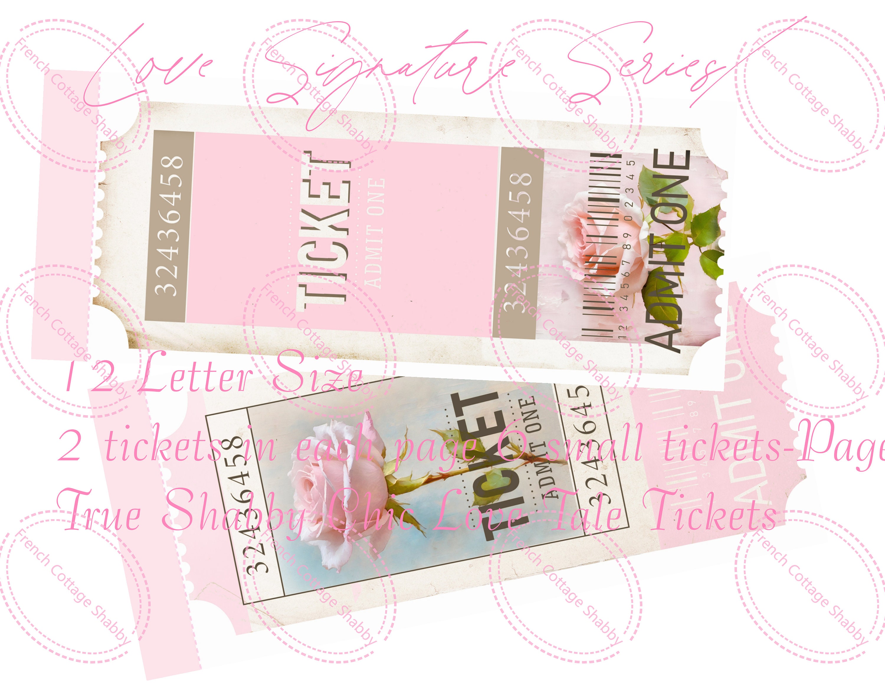 Love Signature/ Blush Love Tickets/ Valentin's Day/ Vintage Junk ...
