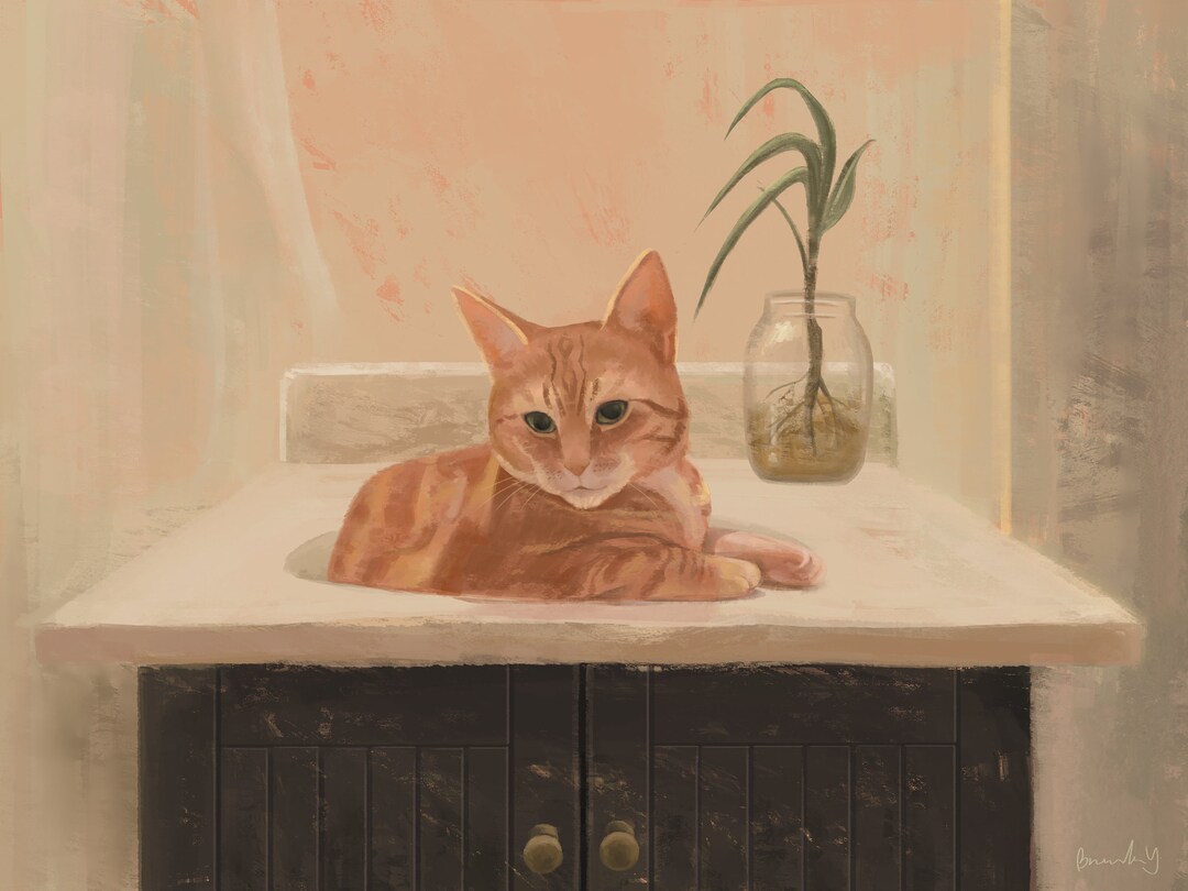 Sink Cat | 9 X 12 Matte Print - Etsy