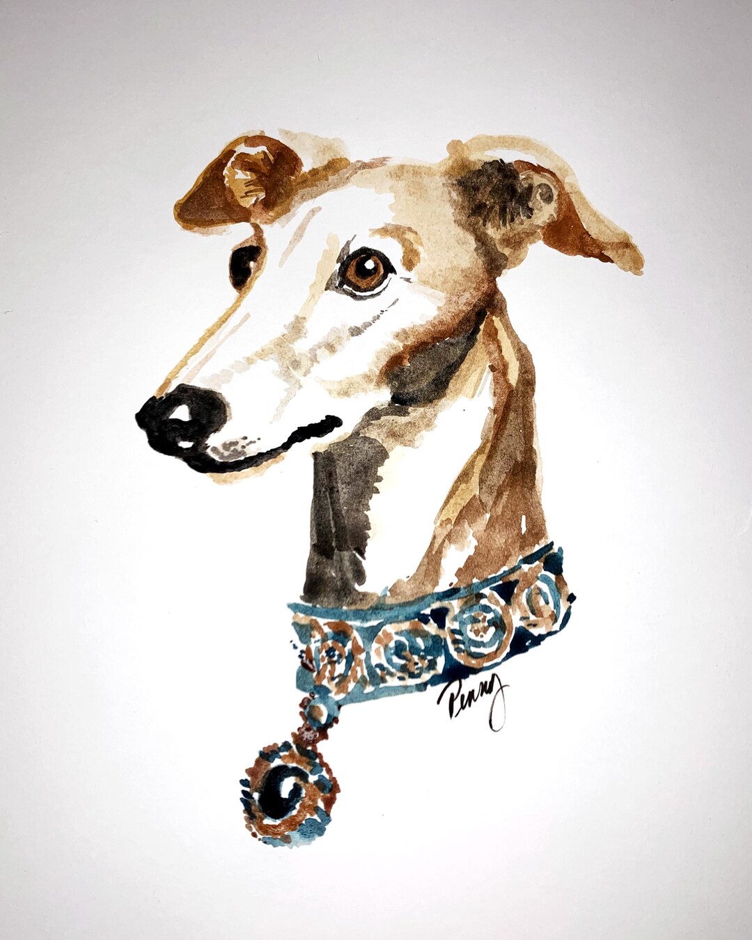Paolo the Whippet Watercolor Art Print | PRINTABLE Whippet Art ...