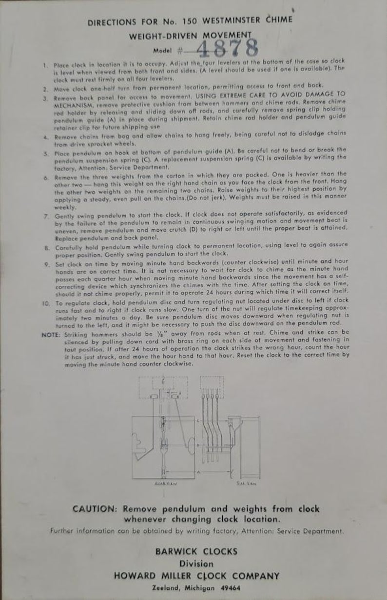 Beautiful Vintage Working Howard Miller Barwick Clocks, TEMPUS FUGIT ...