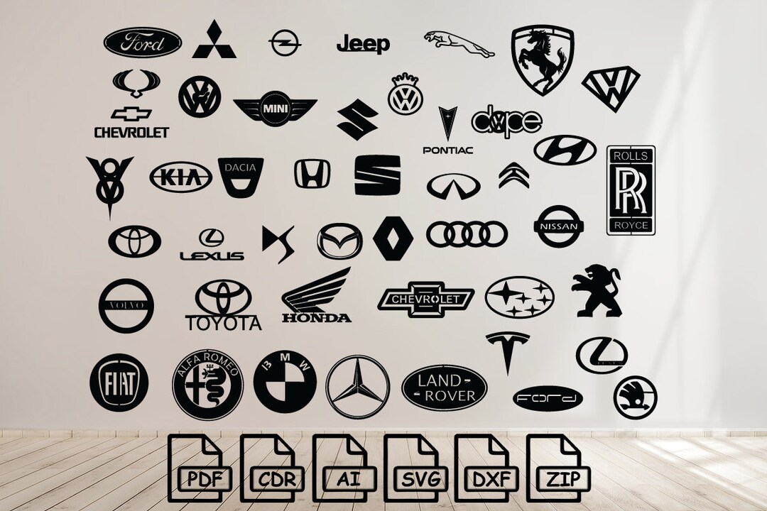 Car Brands Laser Cut Svg Dxf File Wall Sticker Pdf Silhouette - Etsy UK