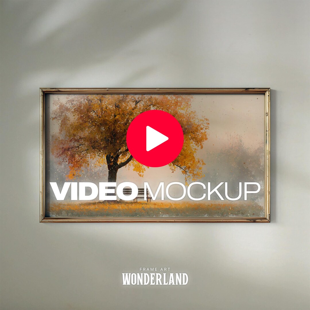 Video Frame Mockup, Samsung TV, Modern Interior Horizontal Mock, Rustic ...