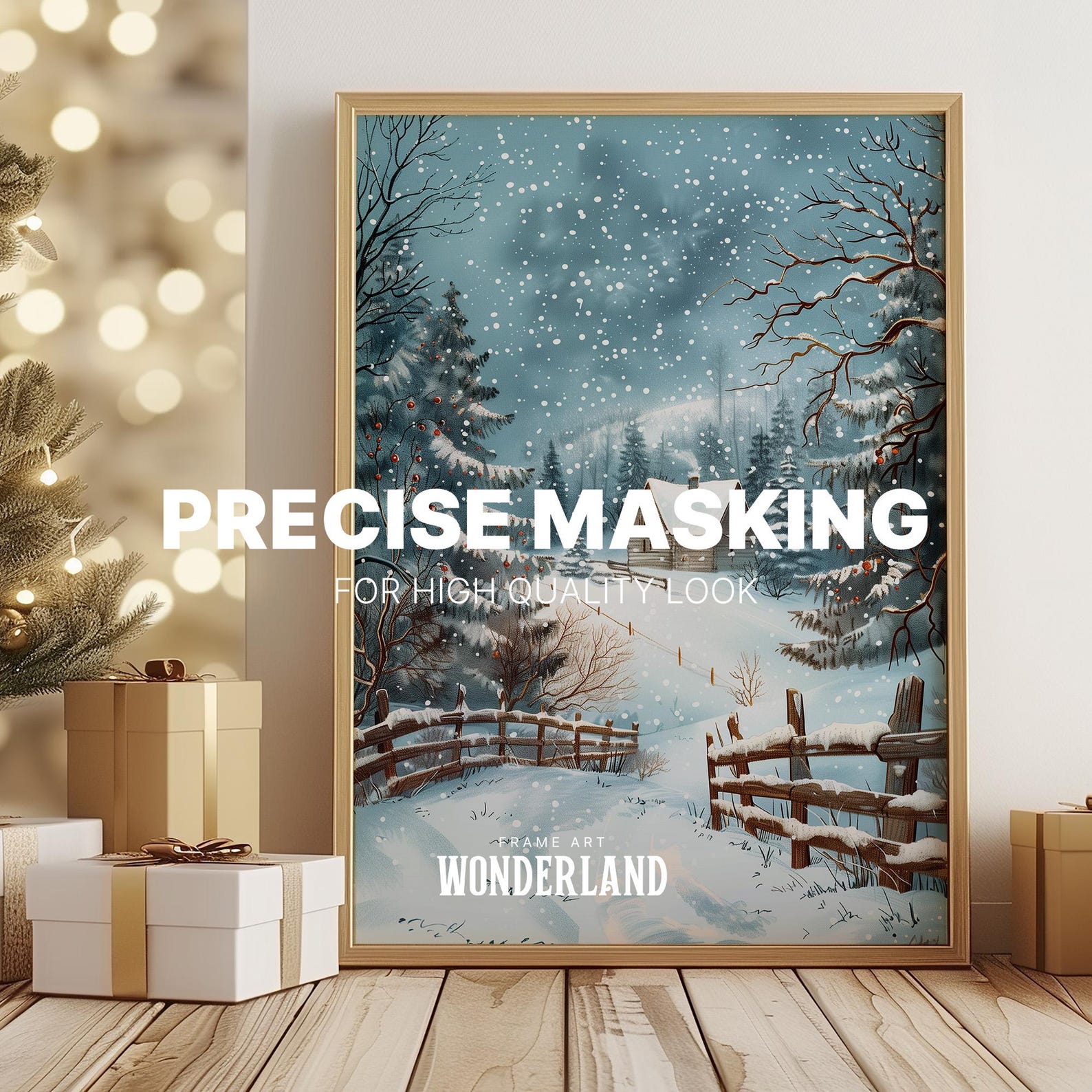 Christmas Frame Mockup: Vertical DIN A, Gold (PSD Digital Download ...