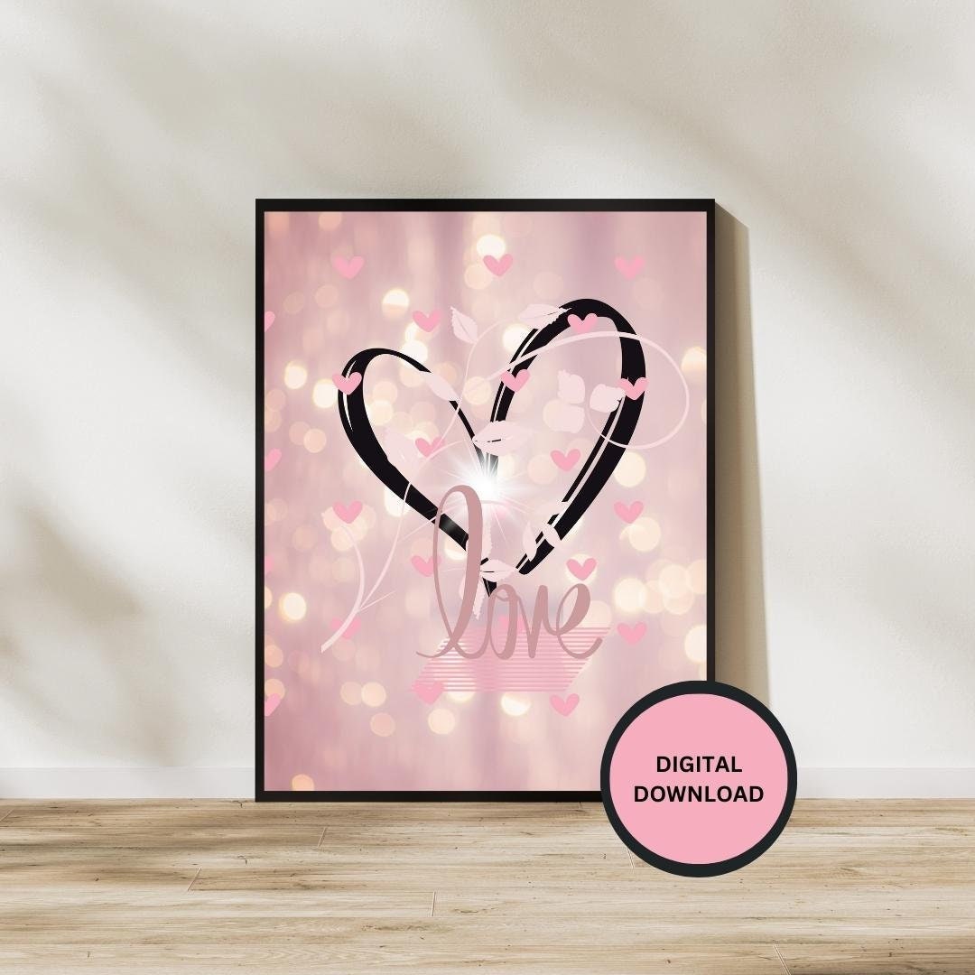 Heart Love Picture Printable - Love Heart Pink Instant Printable ...