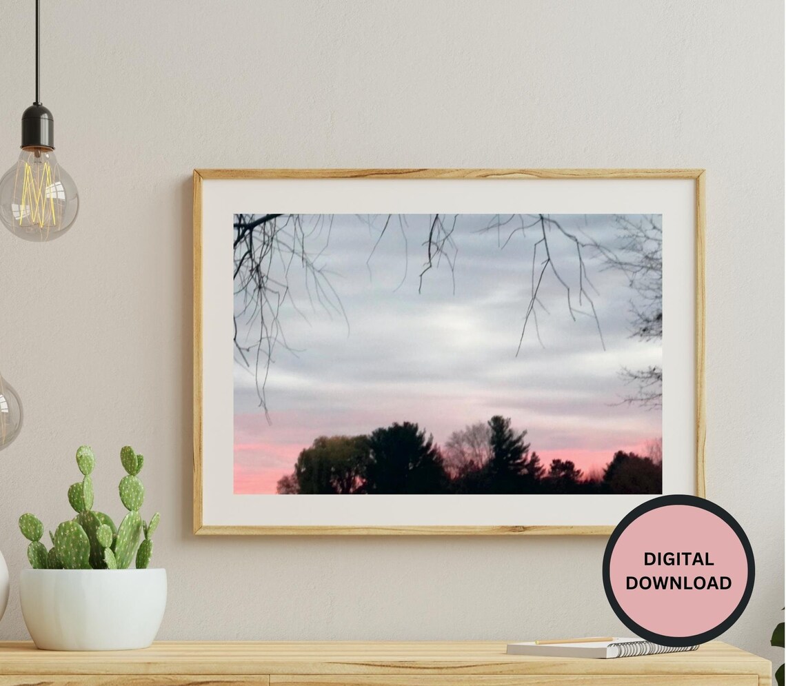 Pink Sunset Tree Photo – Calming Country Landscape (digital Download ...