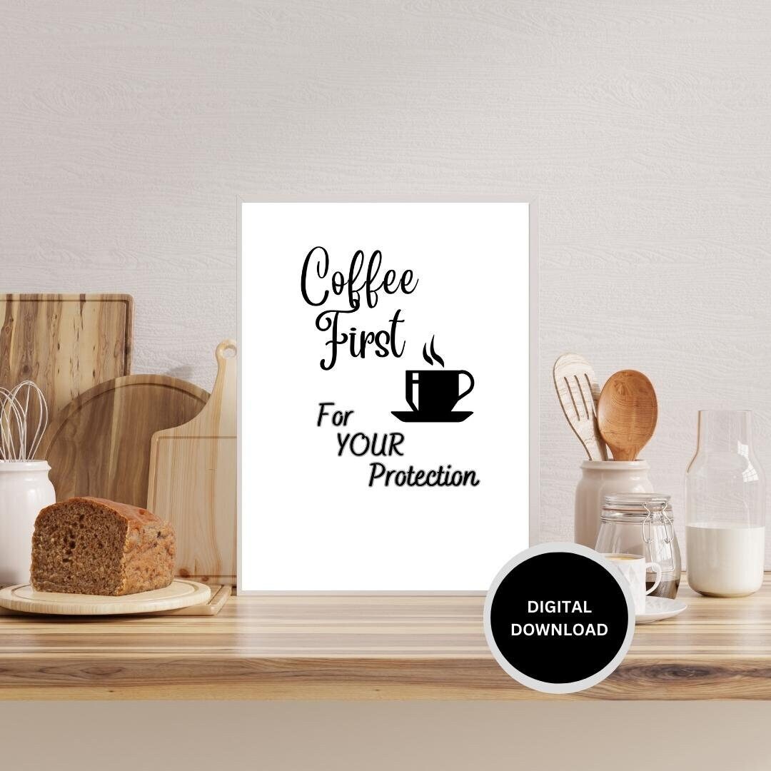 Coffee First Digital Download-instant Download Wall Sign Gift ...