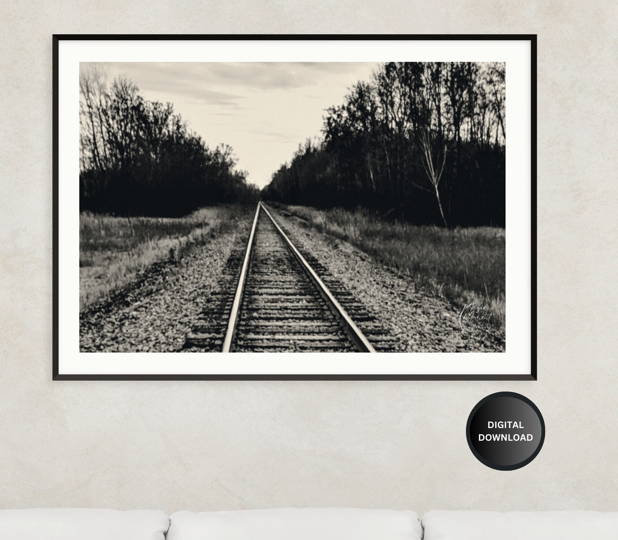 Black and White Railroad Track Photo: Wisconsin Train Print (digital ...
