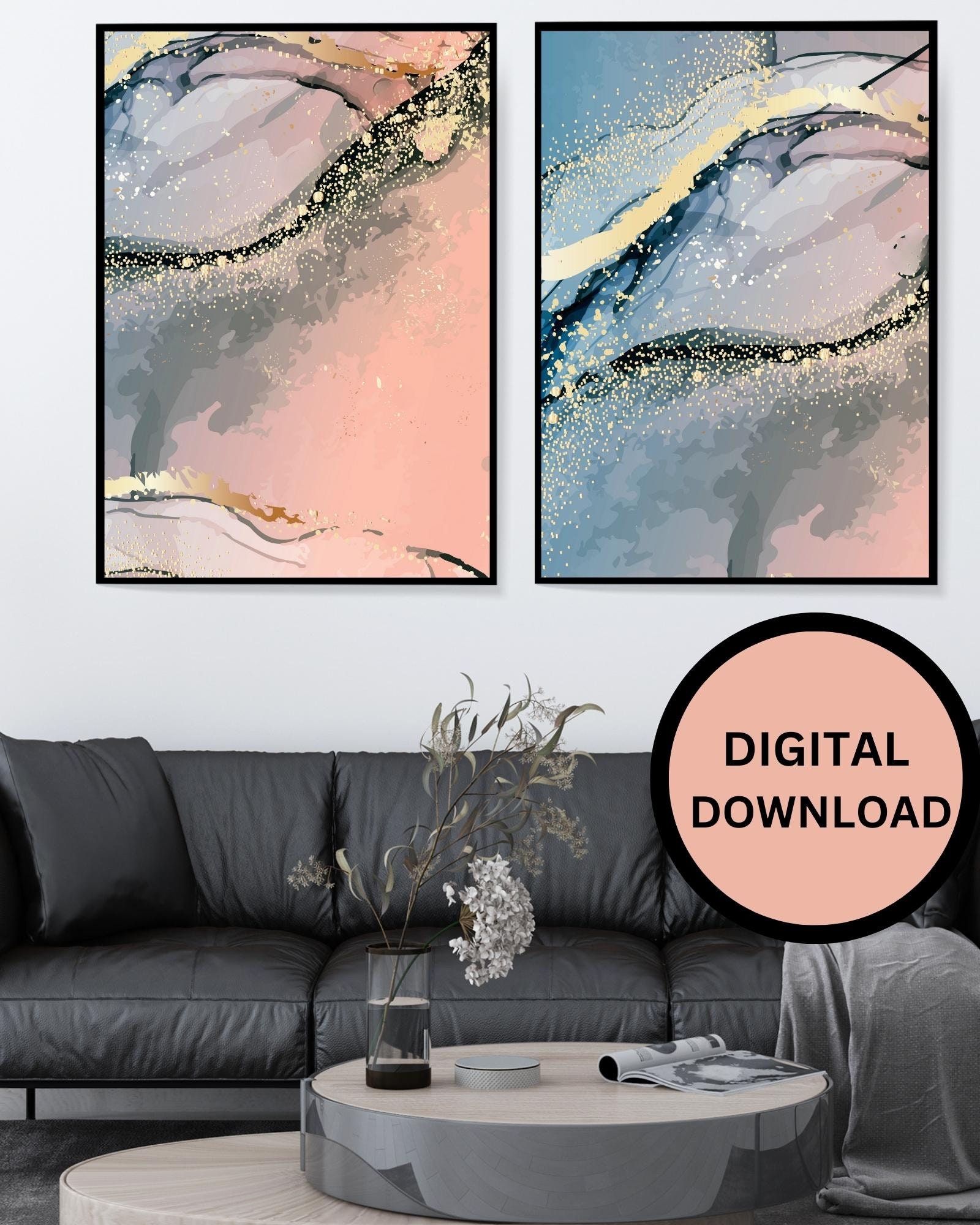 Modern Colorful Art Printable Two Modern Art Printables Abstract Modern ...