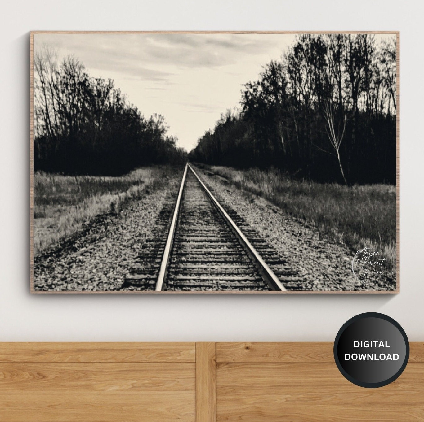 Black and White Railroad Track Photo: Wisconsin Train Print (digital ...