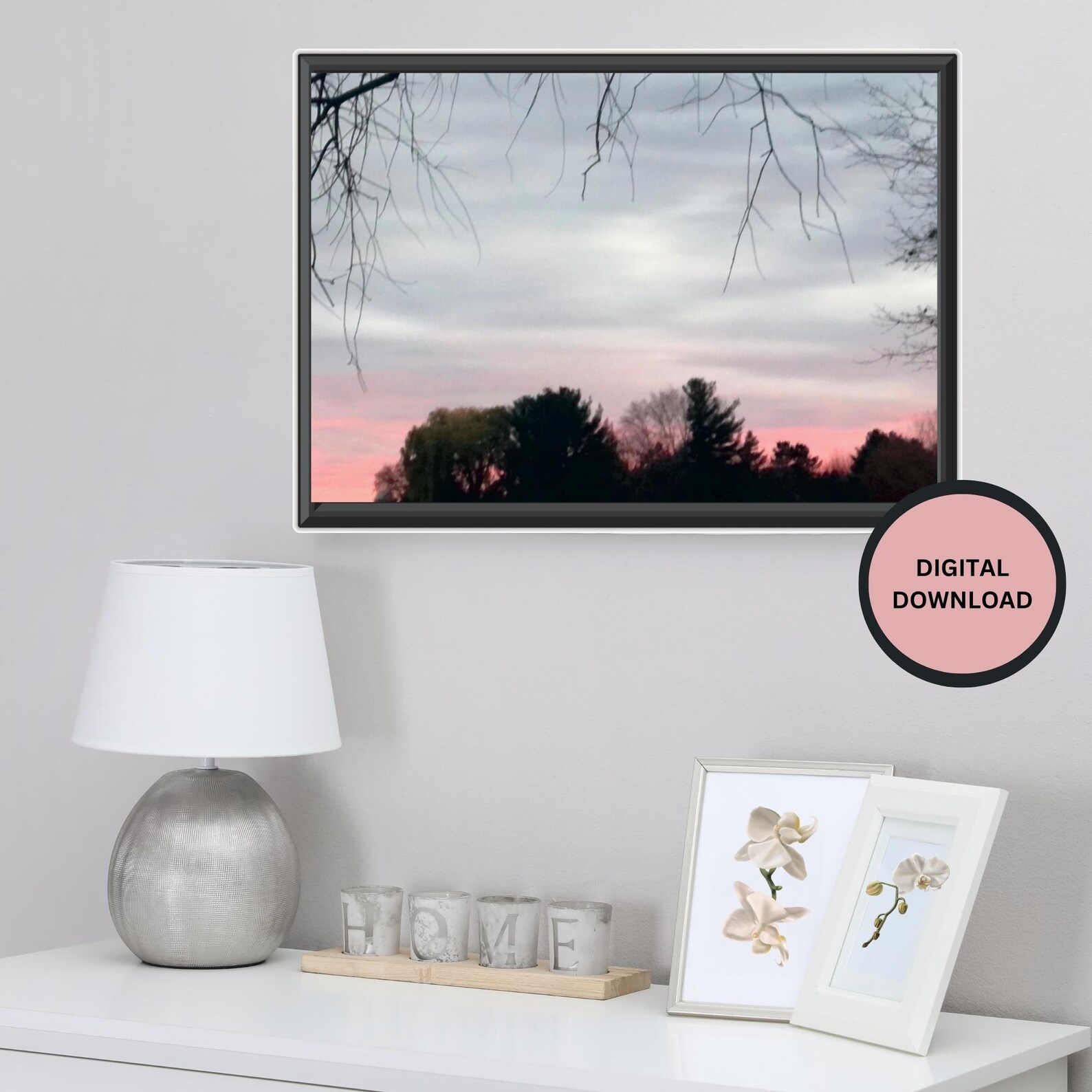 Pink Sunset Tree Photo – Calming Country Landscape (digital Download ...