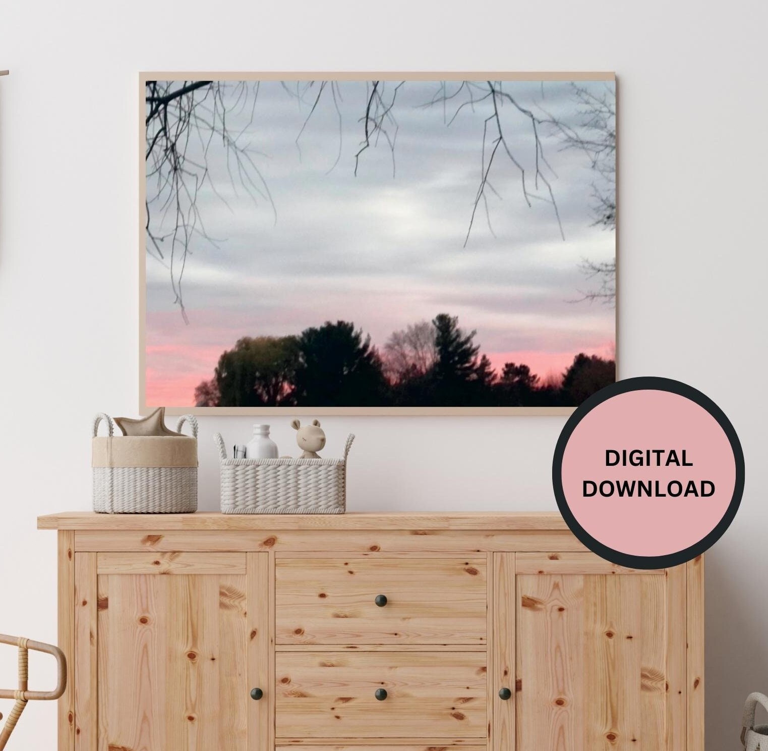Pink Sunset Tree Photo – Calming Country Landscape (digital Download ...