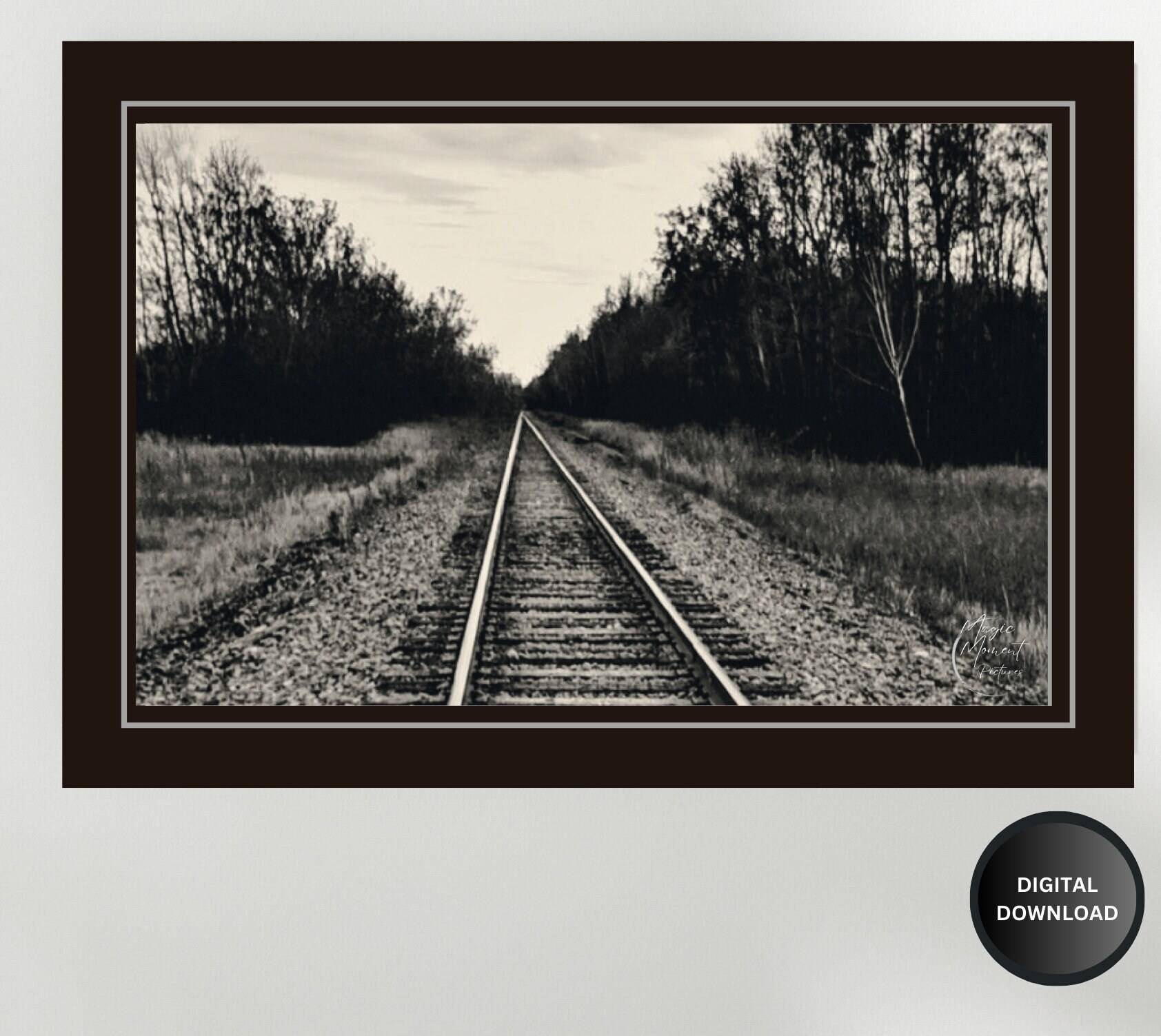 Black and White Railroad Track Photo: Wisconsin Train Print (digital ...