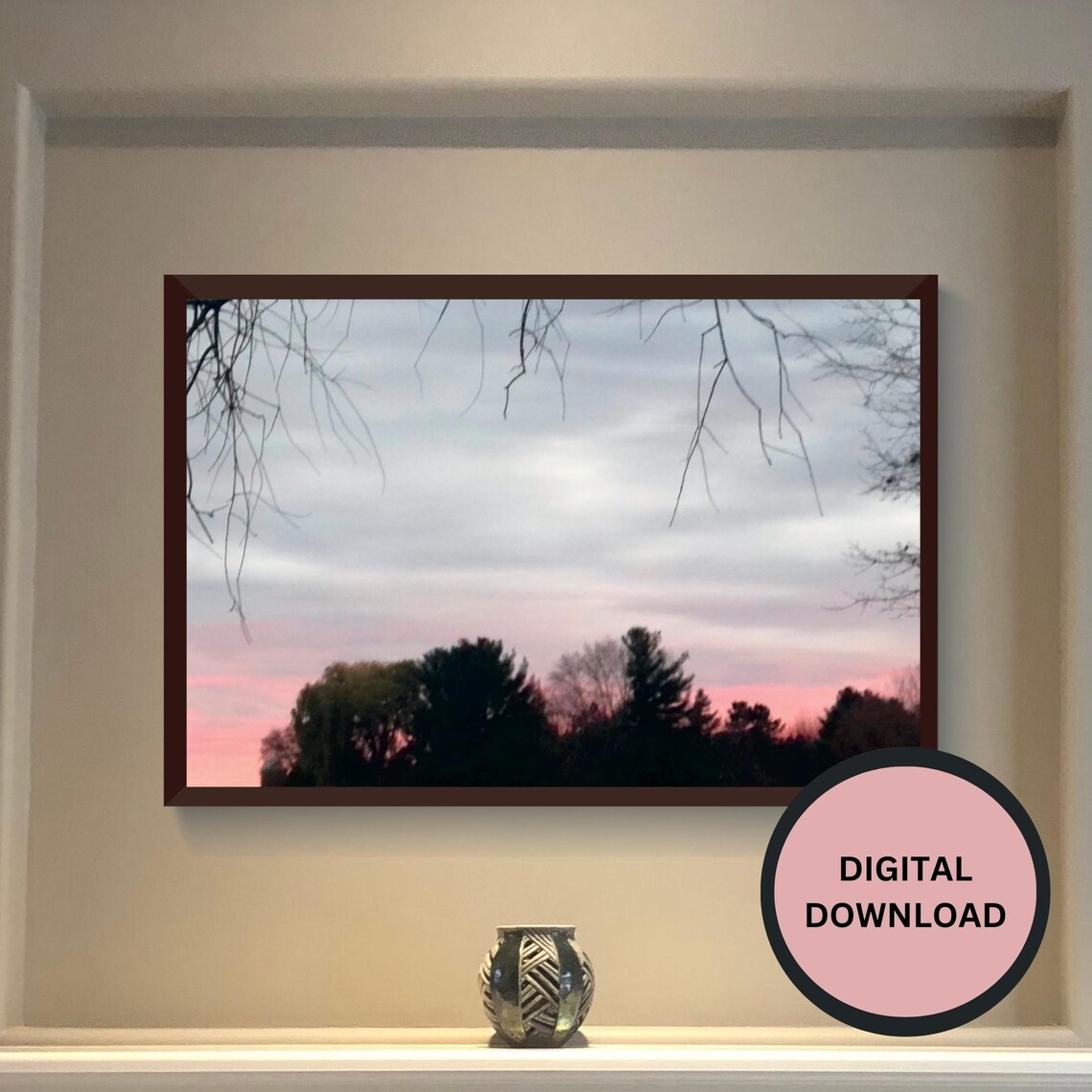 Pink Sunset Tree Photo – Calming Country Landscape (digital Download ...