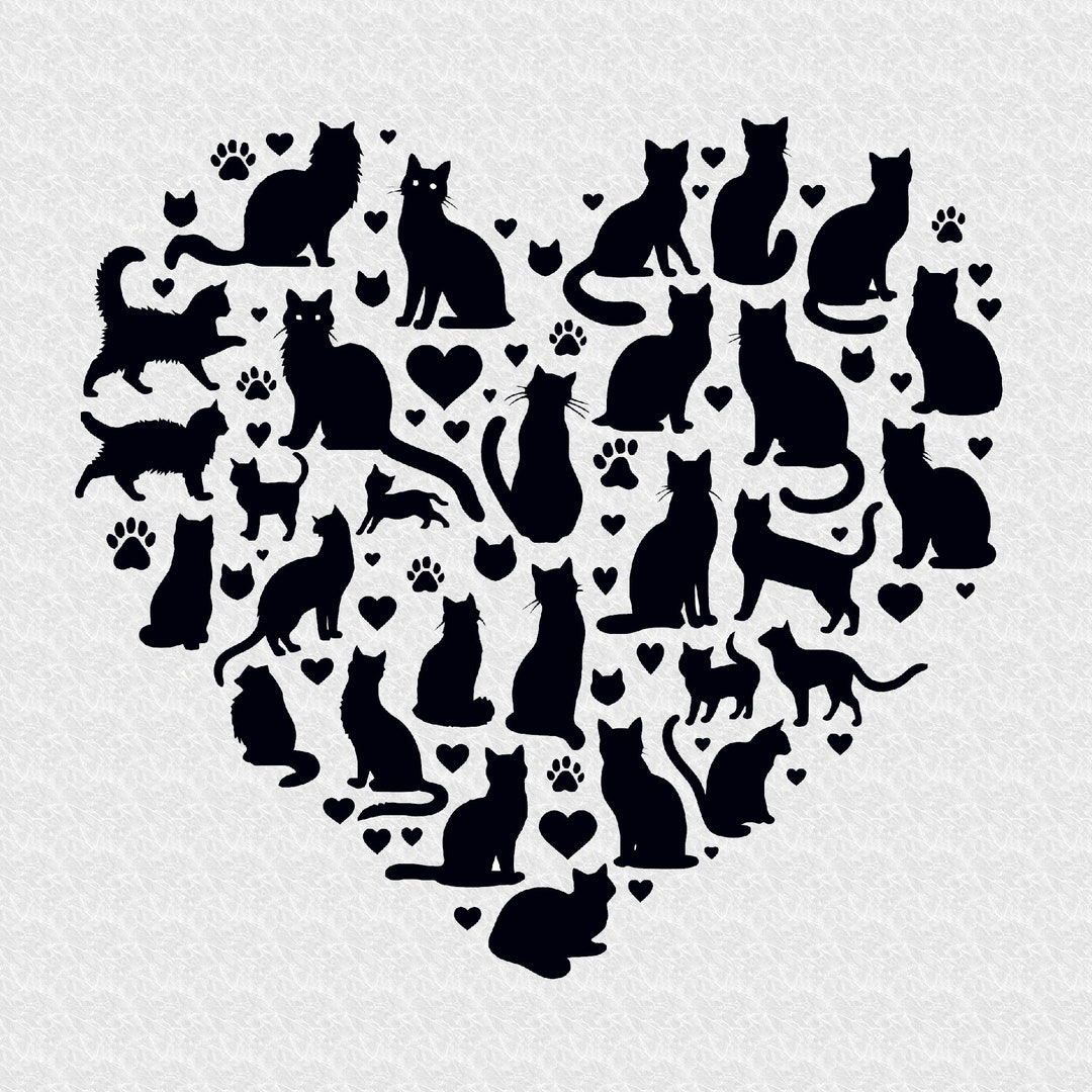 Cat Heart SVG, Valentine Cats SVG, Cat SVG, Valentine's Day Shirts Svg ...