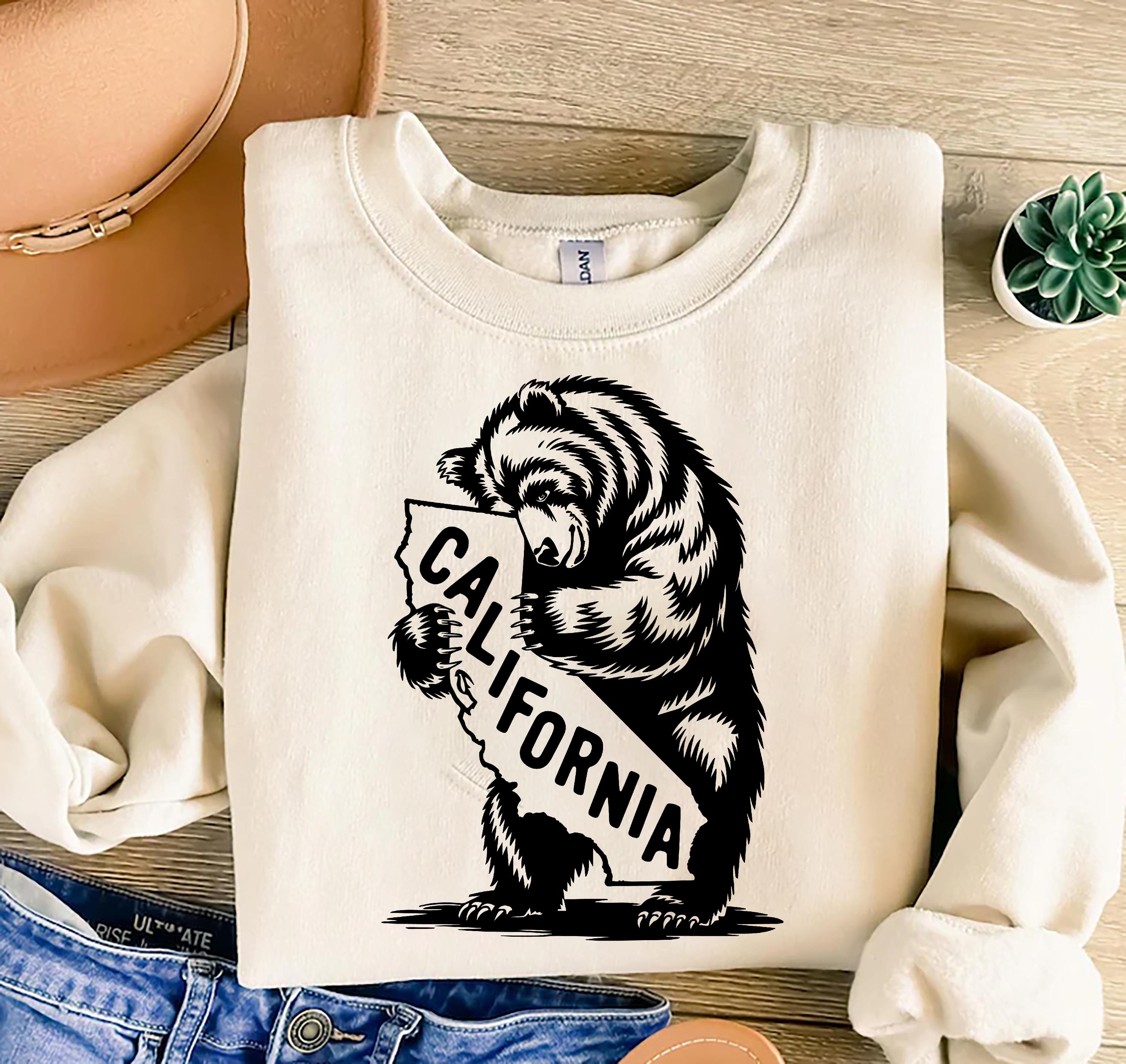 California Bear SVG PNG, Bear Hugging California Map Clipart ...