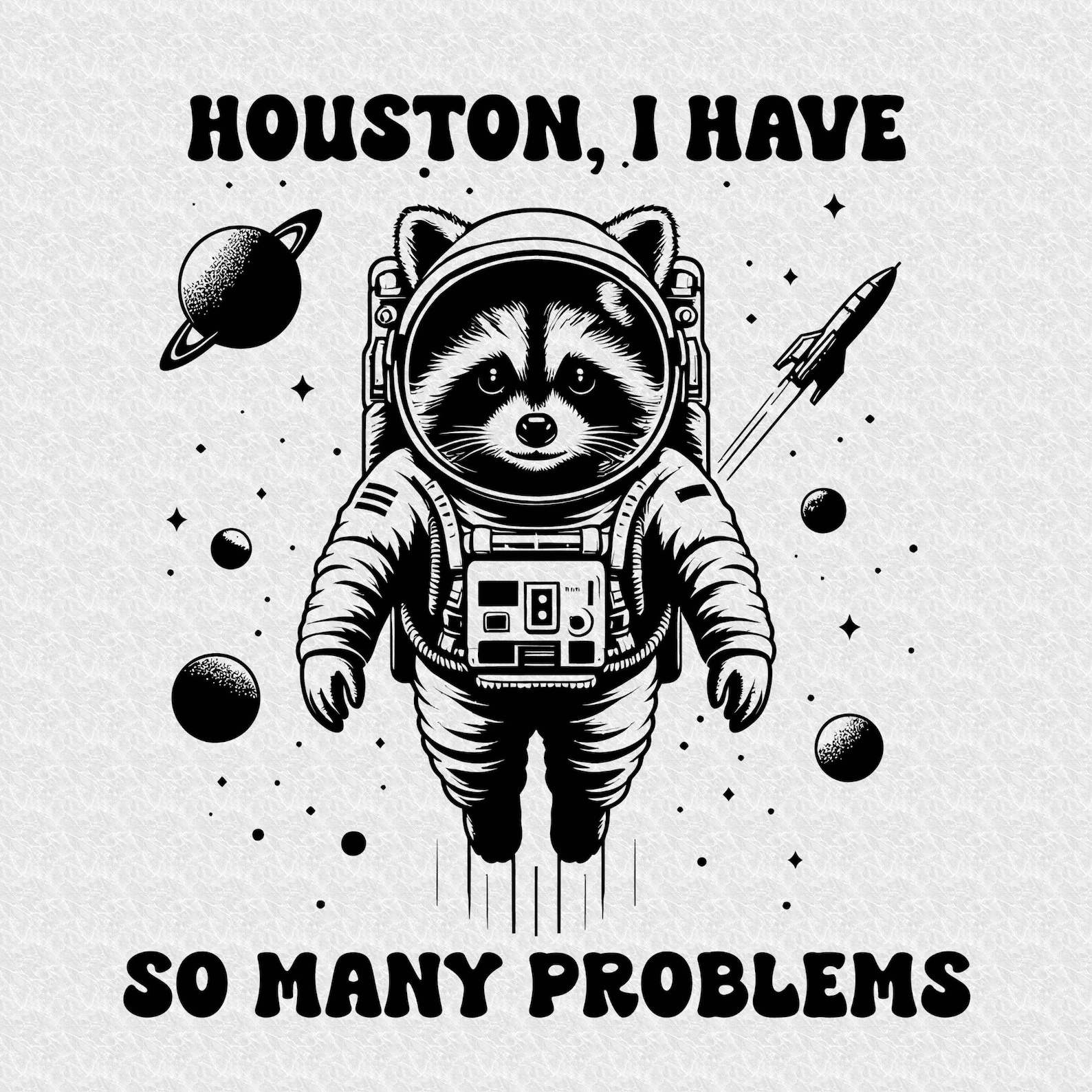 Houston, I Have so Many Problems Funny Raccoon in Space Animal Quotes ...
