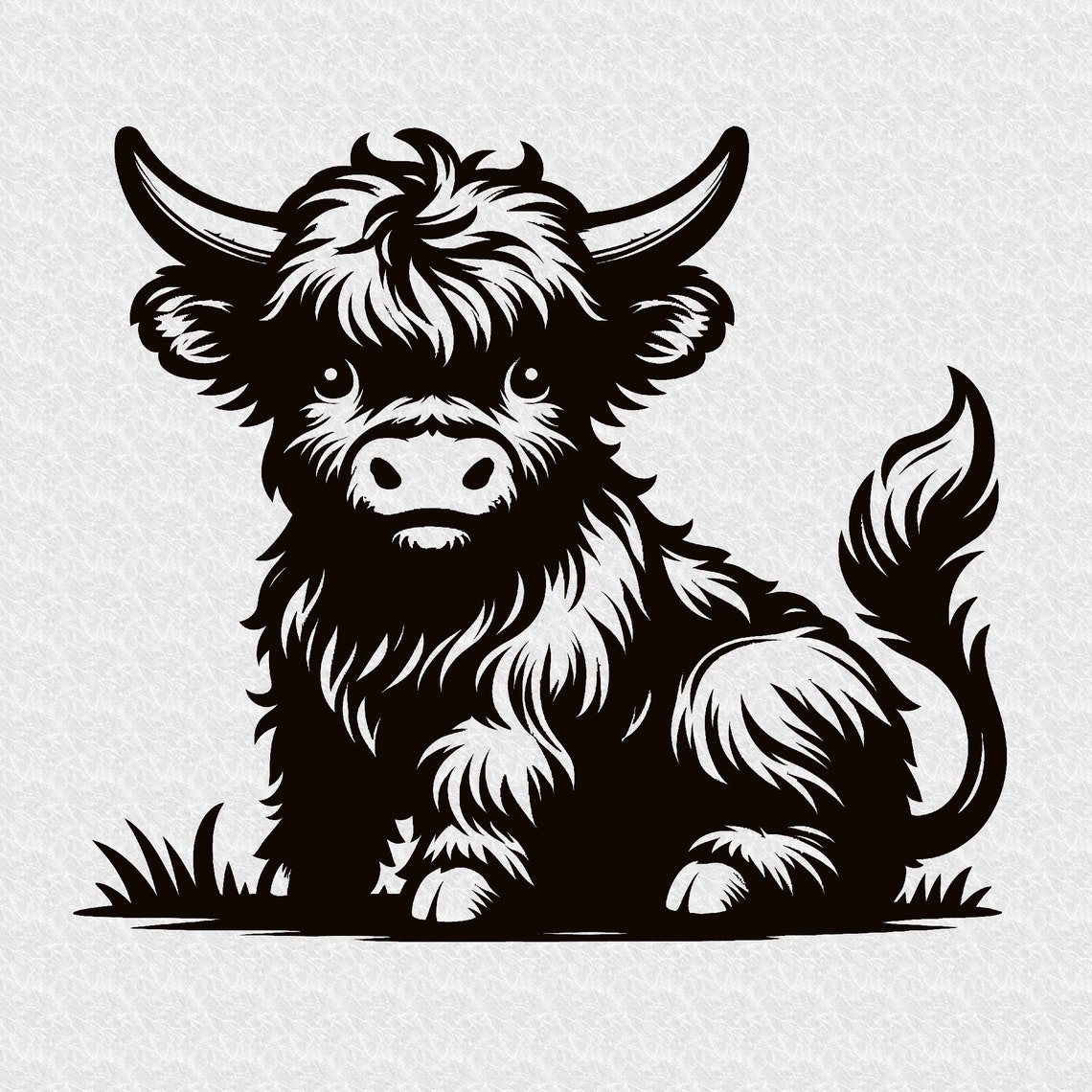 Cute Highland Cow Sitting Svg, Baby Cow Svg, Cow Svg, Highland Cow Svg ...
