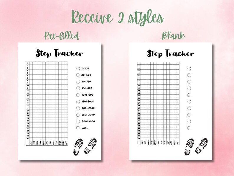 Step Tracker Printable Journal Yearly Daily Steps Tracker A4 & A5 ...