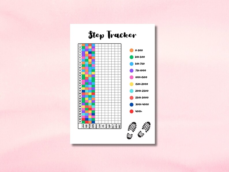 Step Tracker Printable Journal Yearly Daily Steps Tracker A4 & A5 ...
