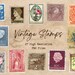 Vintage Stamps Clipart - Variety of 27 Postage Stamps, Digital Download ...