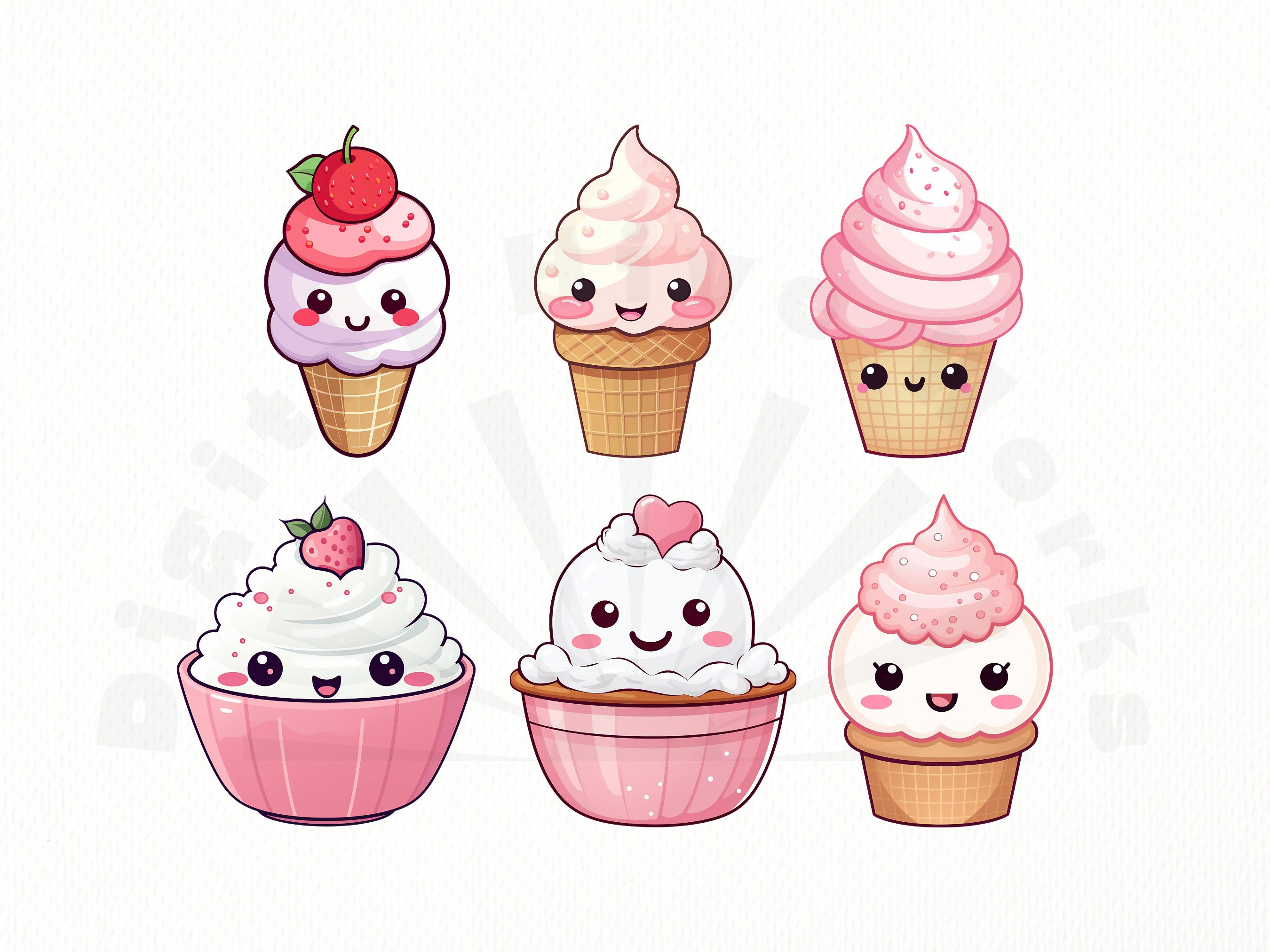 Cute Ice Cream Clipart Bundle PNG Format With Transparent Background ...